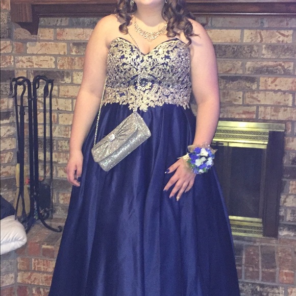 Dresses | Royal Blue Prom Dress With Gold Sequins | Poshmark